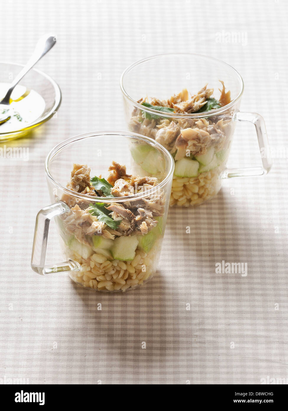 Wheat,apple and mackerel salad Verrines Stock Photo - Alamy