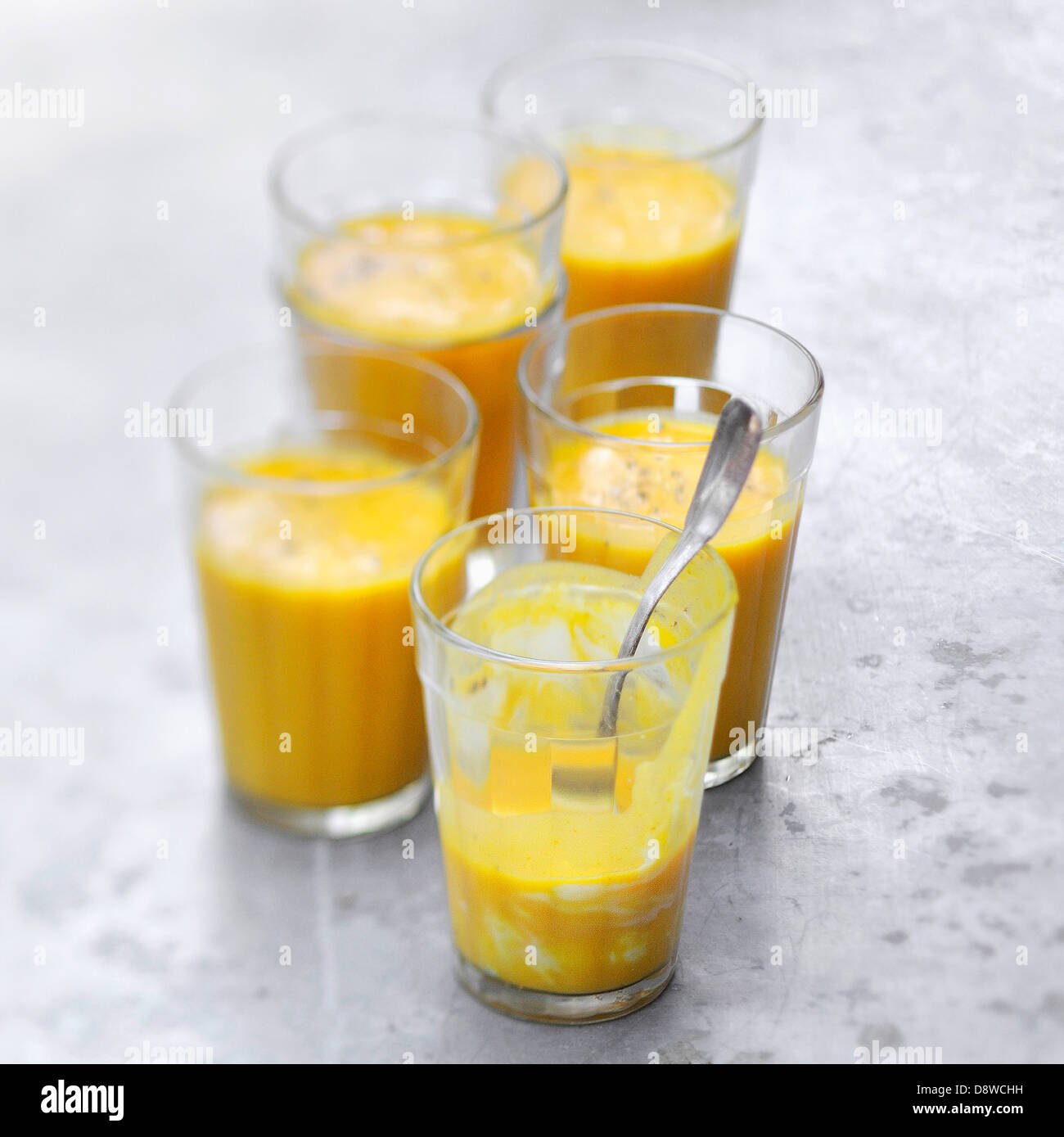 Cream of pumpkin soup Verrines Stock Photo - Alamy