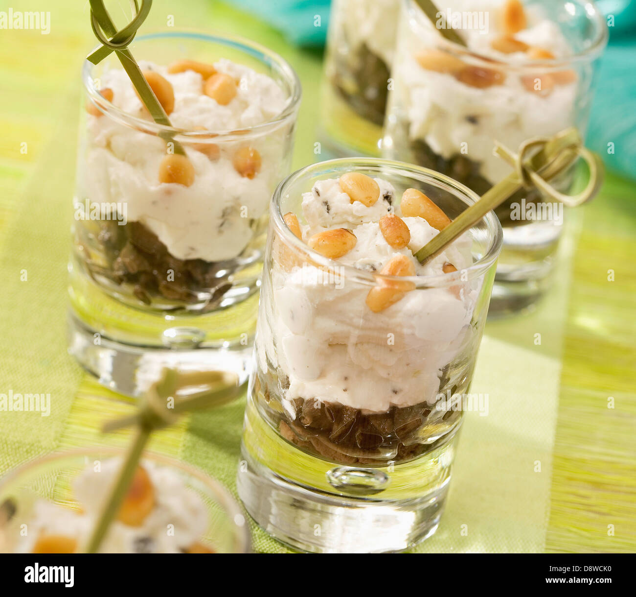 Olive and pine nut mini verrines hi-res stock photography and images ...