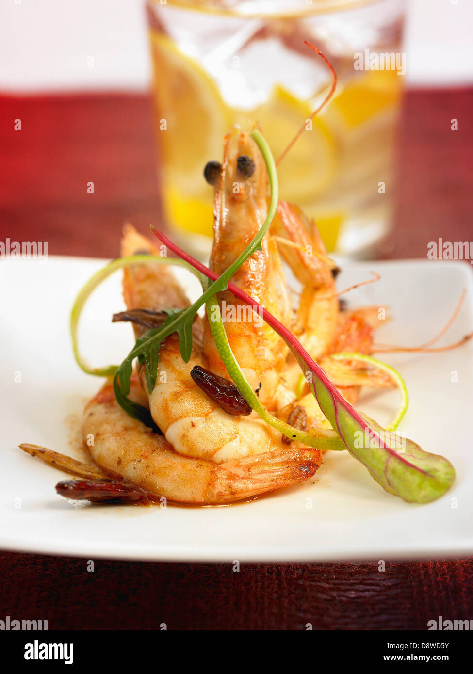 Gambas with Guindilla pepper,garlic,olive oil and lemon Stock Photo - Alamy