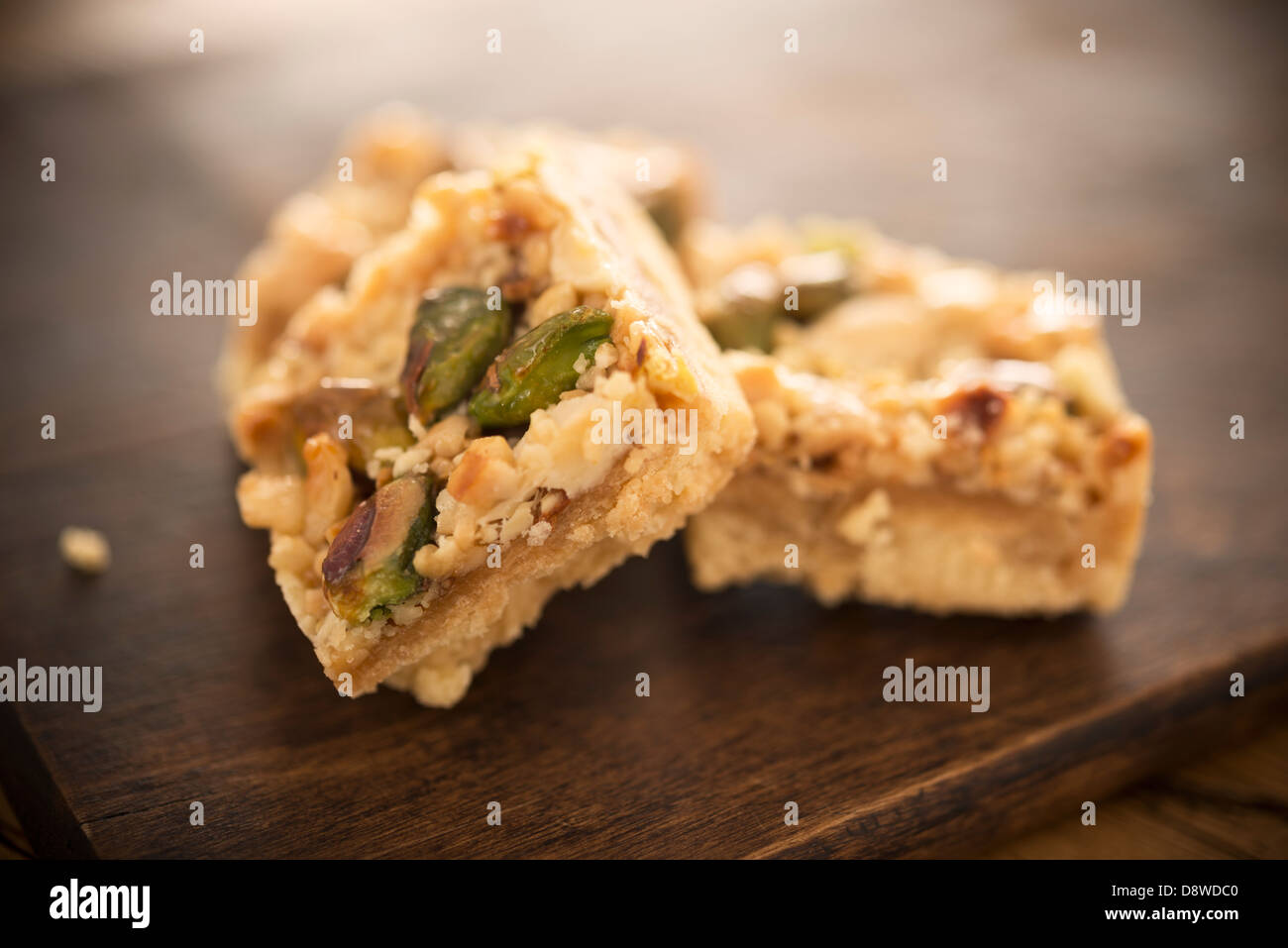 Caramel and Mixed Nut Shortbread Pieces Stock Photo - Alamy
