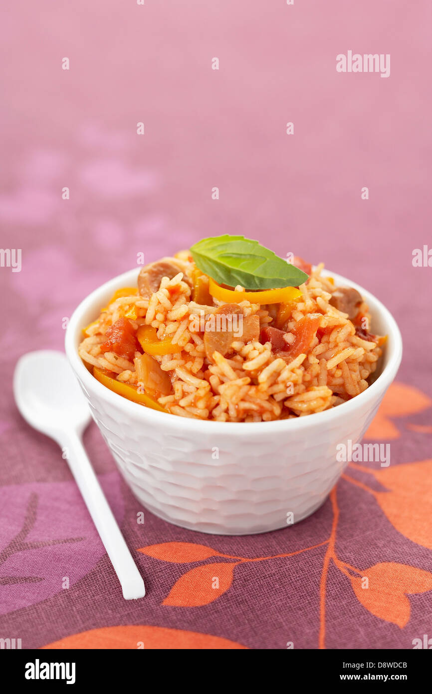 Tomato,mushroom and red pepper risotto Stock Photo - Alamy