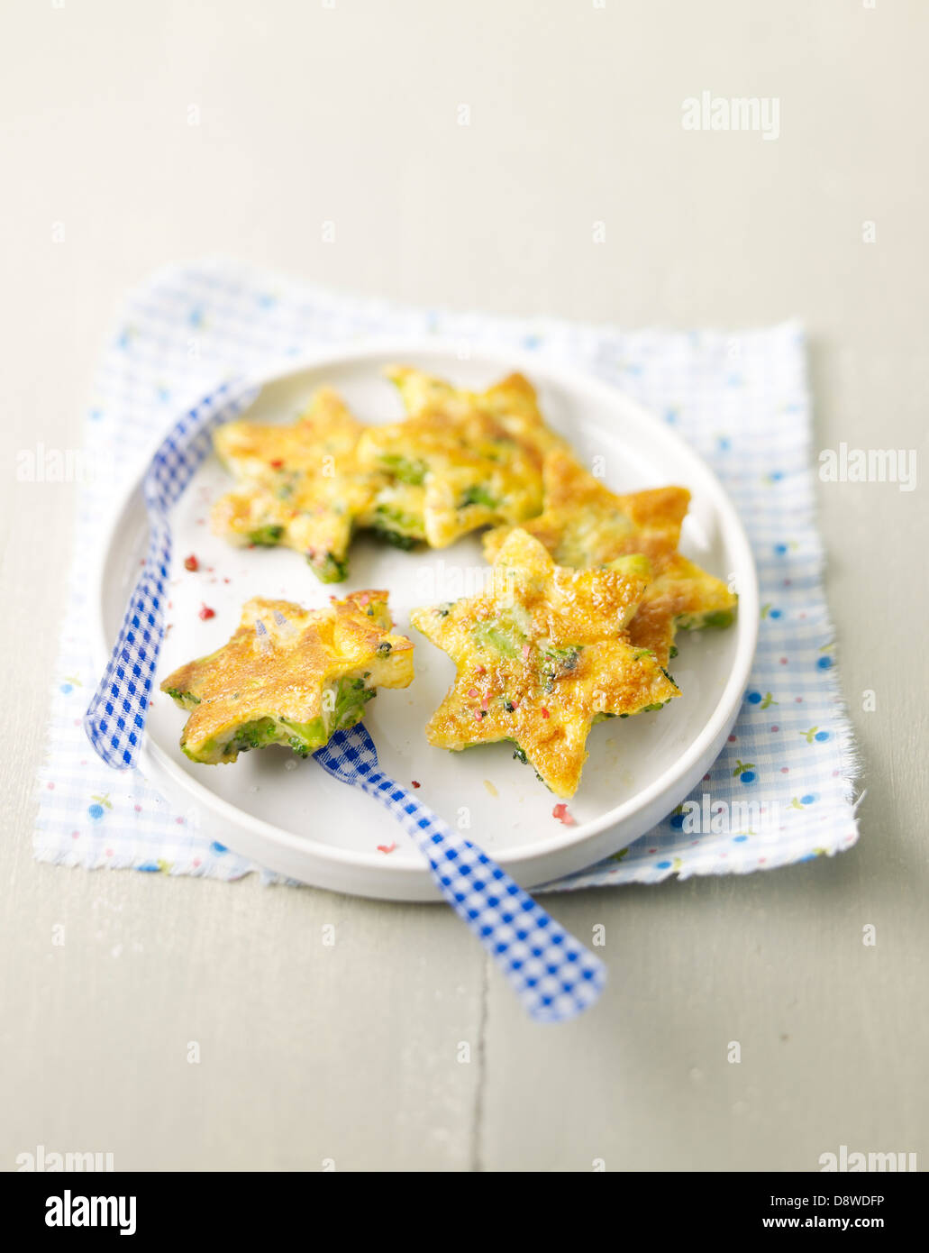 Star-shaped broccoli omelette appetizers Stock Photo - Alamy