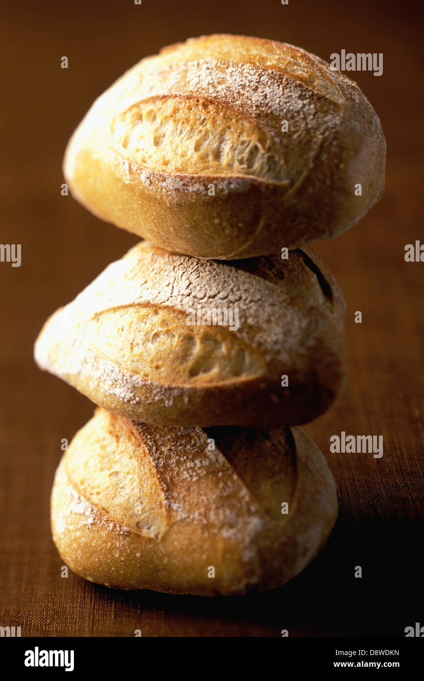 Stack of small round bread loaves Stock Photo - Alamy