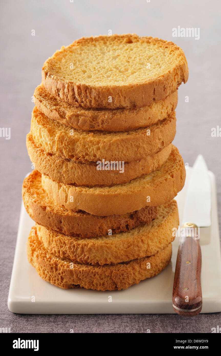 Pile of round biscottes Stock Photo - Alamy