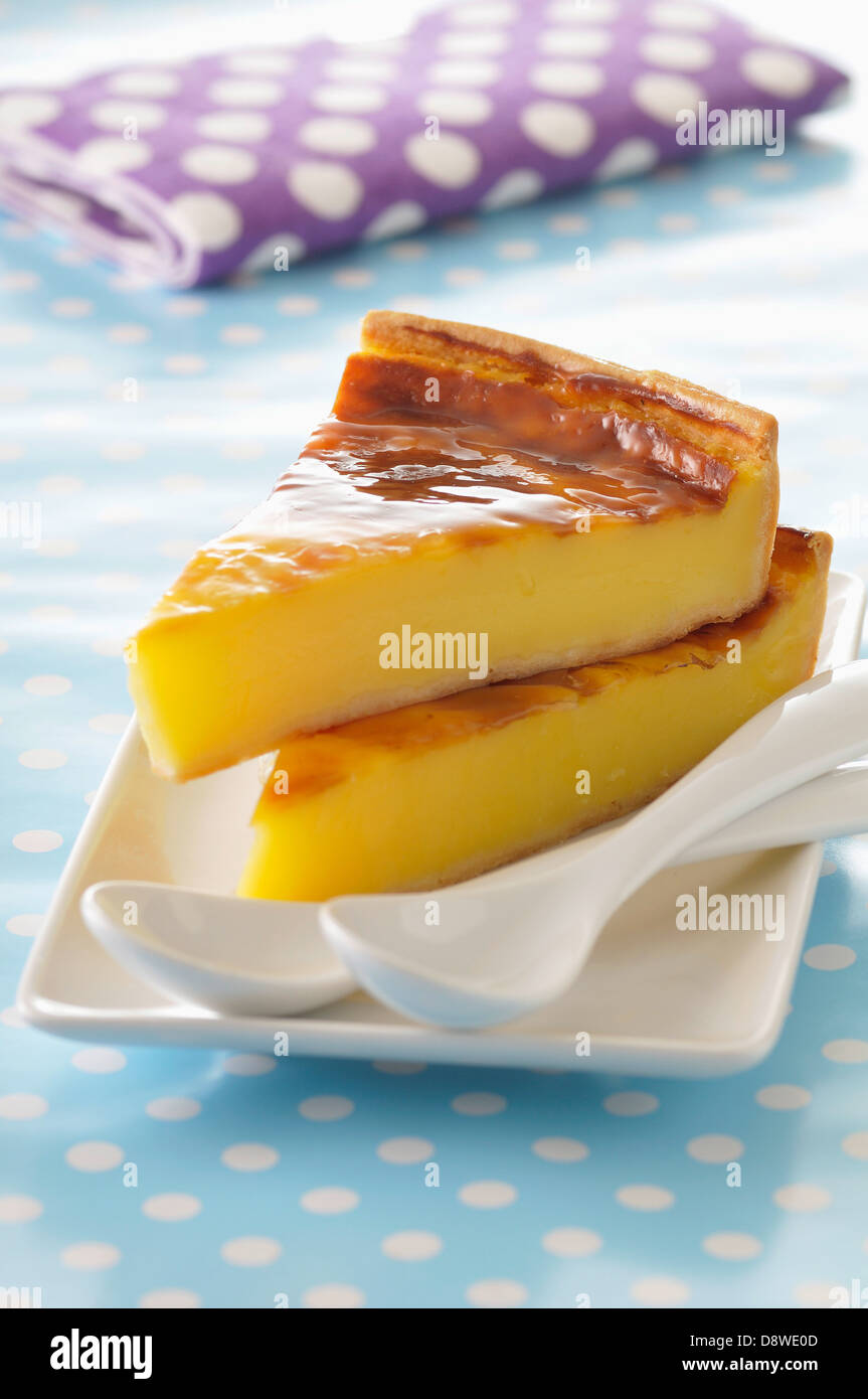 Slices of Flan Stock Photo - Alamy
