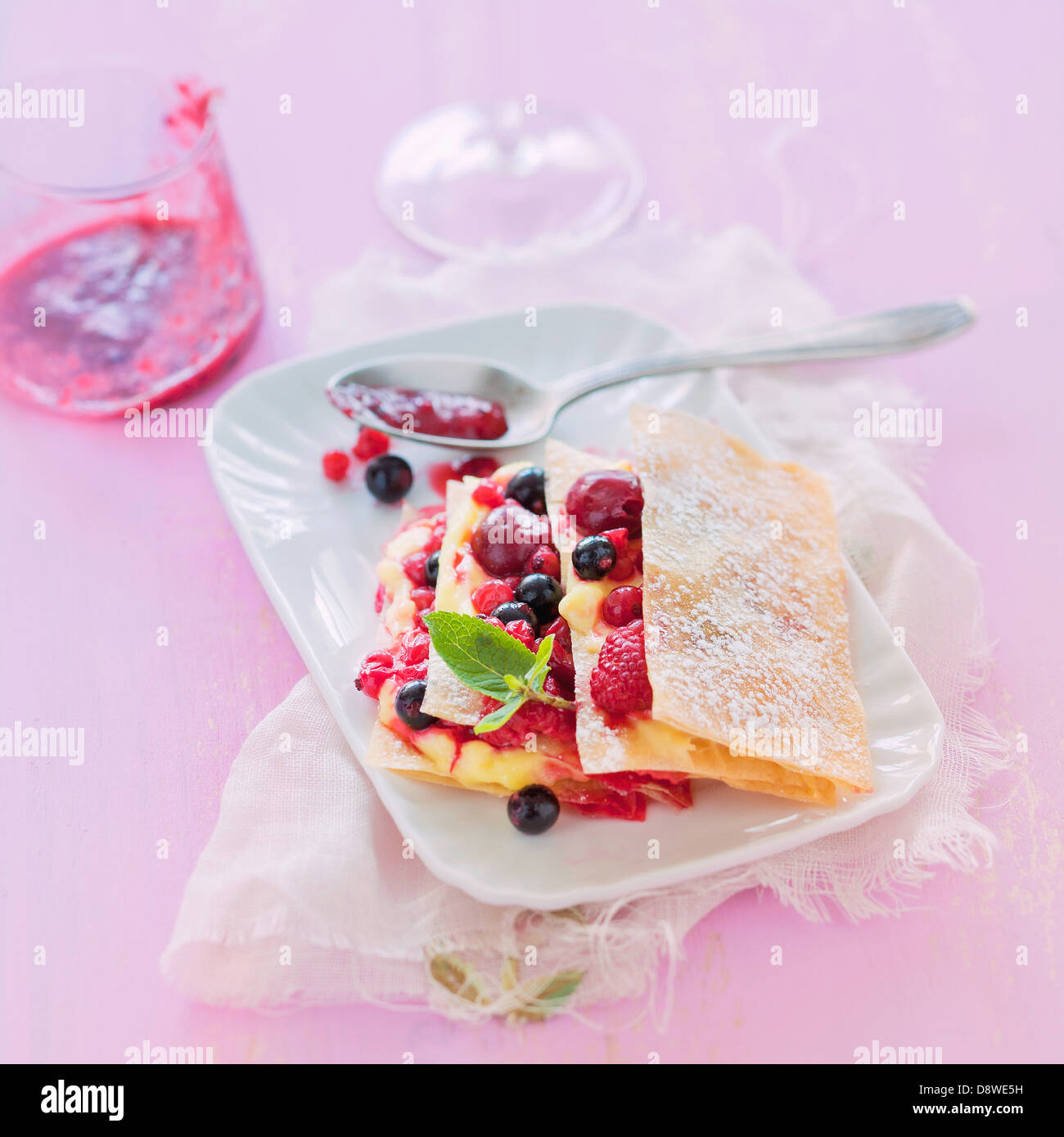 Summer fruit and lemon curd mille-feuille Stock Photo - Alamy