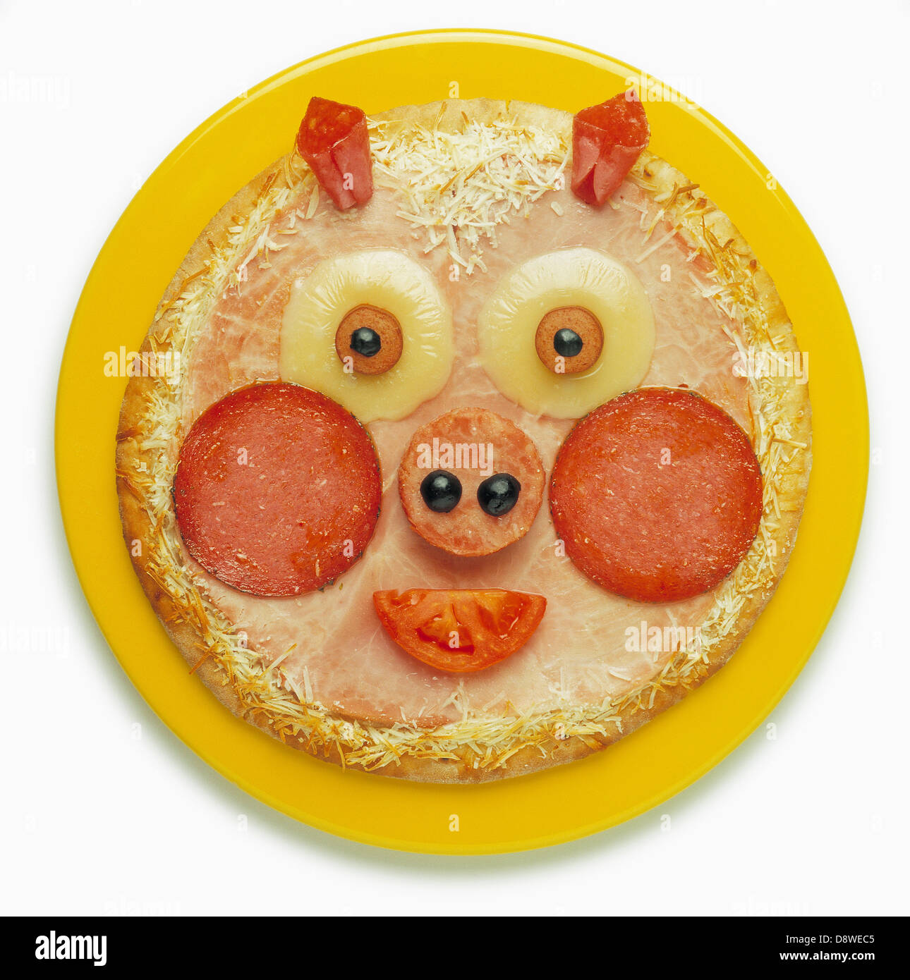 Pig's head shaped pork pizza Stock Photo - Alamy
