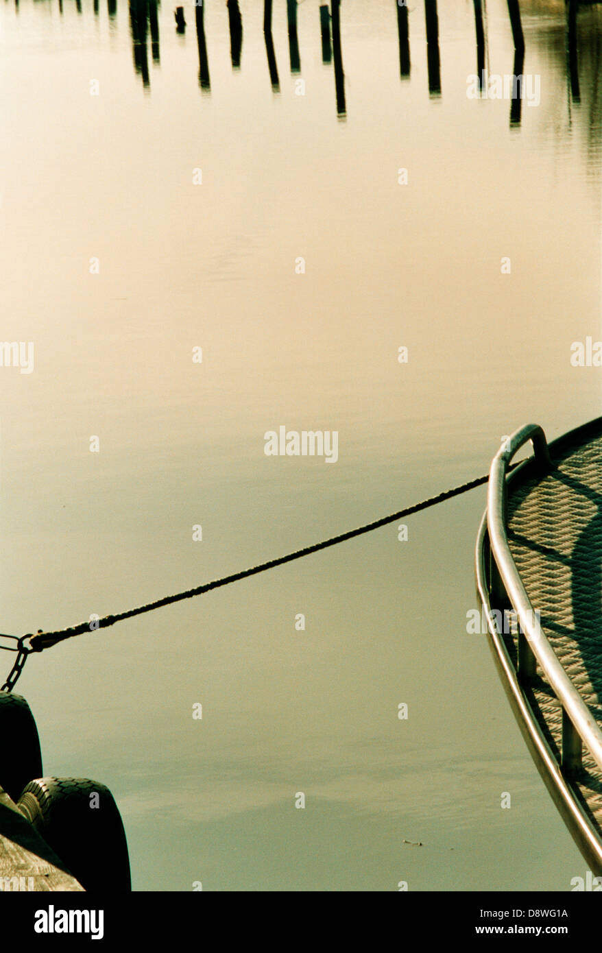 A boat with mooring rope, Sweden Stock Photo - Alamy
