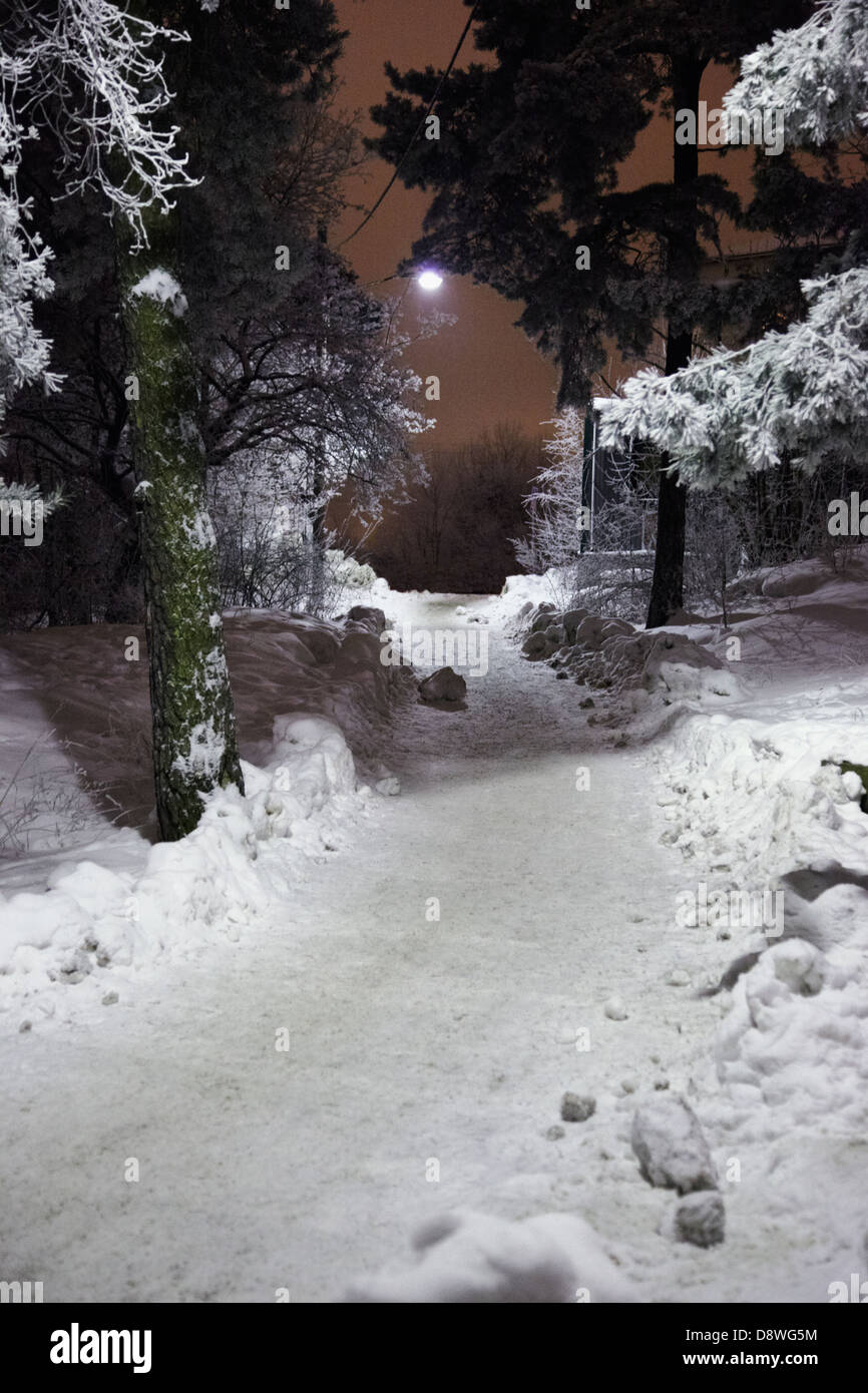 Footpath covered by snow Stock Photo - Alamy