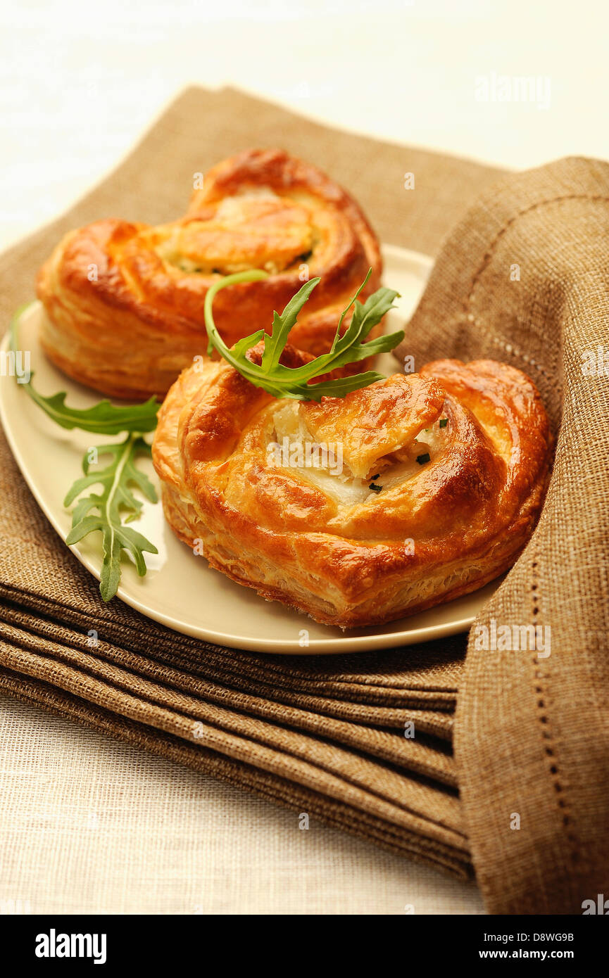 Goat's cheese puff pastry pies Stock Photo - Alamy