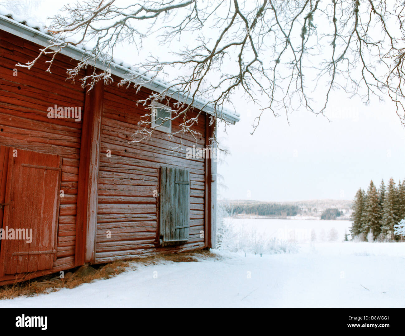 Horizontal winter landscape red barn hi-res stock photography and ...