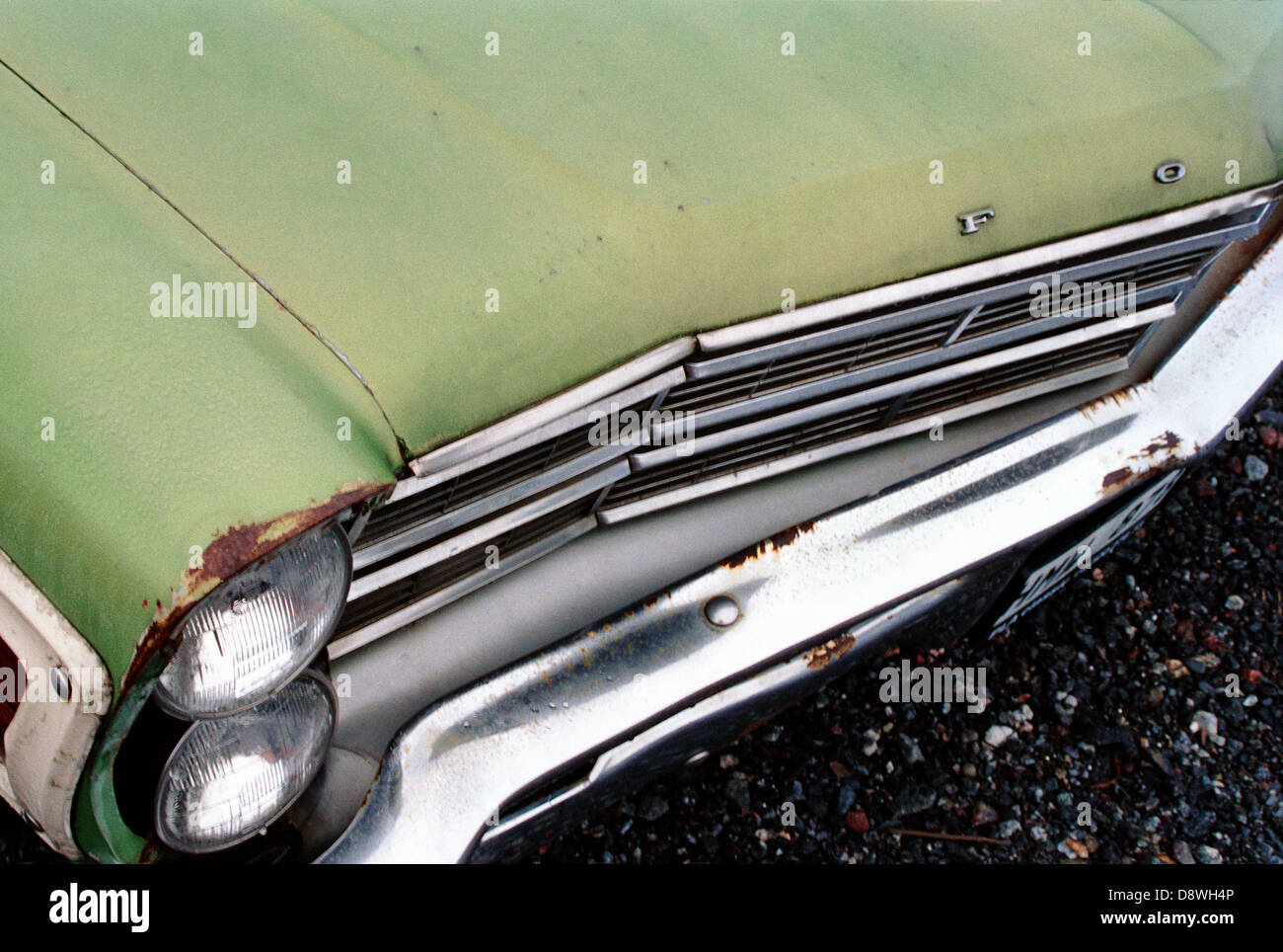 The Hood of an Old Car Stock Photo - Alamy