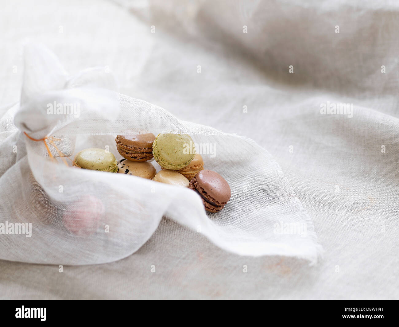 Assorted macaroons on chiffon Stock Photo - Alamy