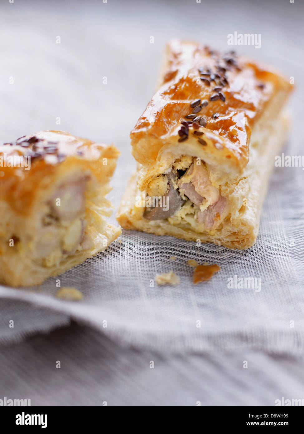 Turkey and mushroom individual pastry pie Stock Photo - Alamy