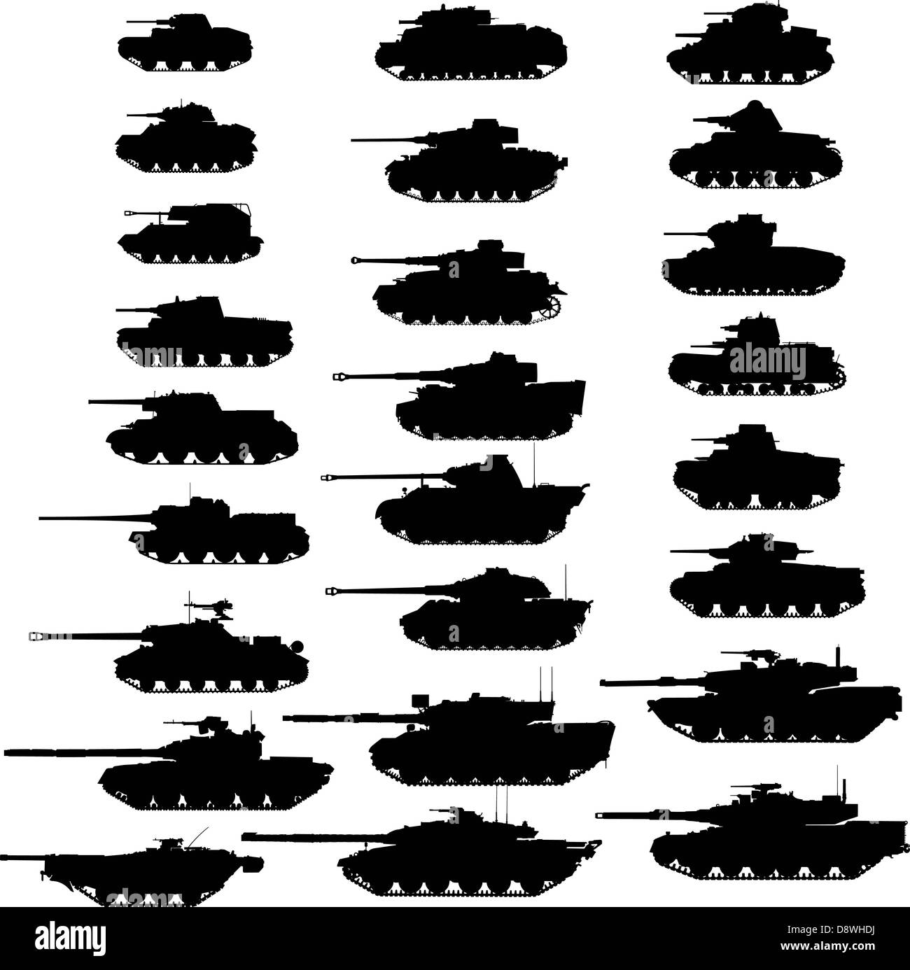 Detailed Vector Illustration Of Tanks Silhouette Stock Photo - Alamy