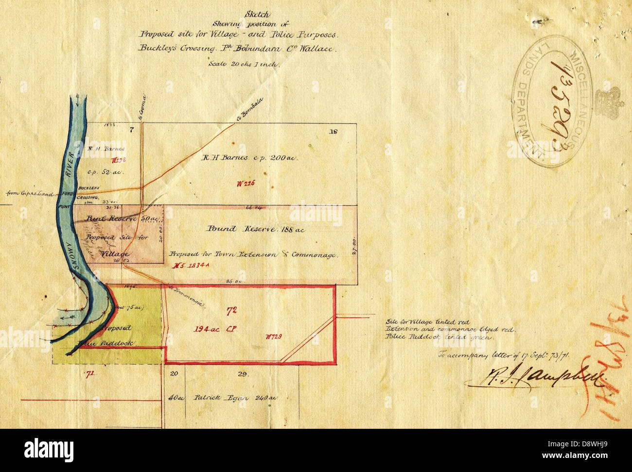This 1873 sketch shows the layout of Dalgety village in Monaro Plains ...