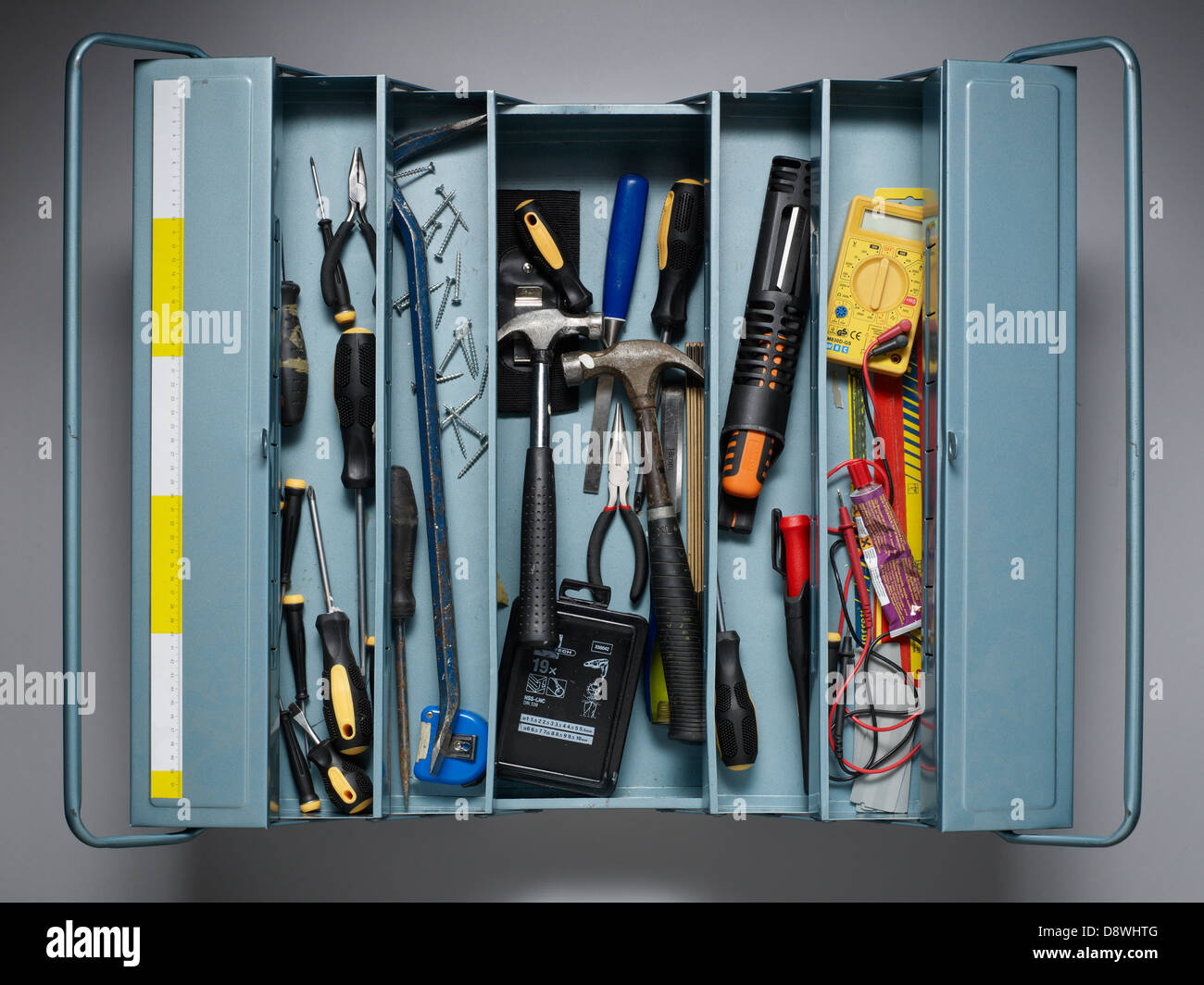 High angle view of toolbox, studio shot Stock Photo - Alamy