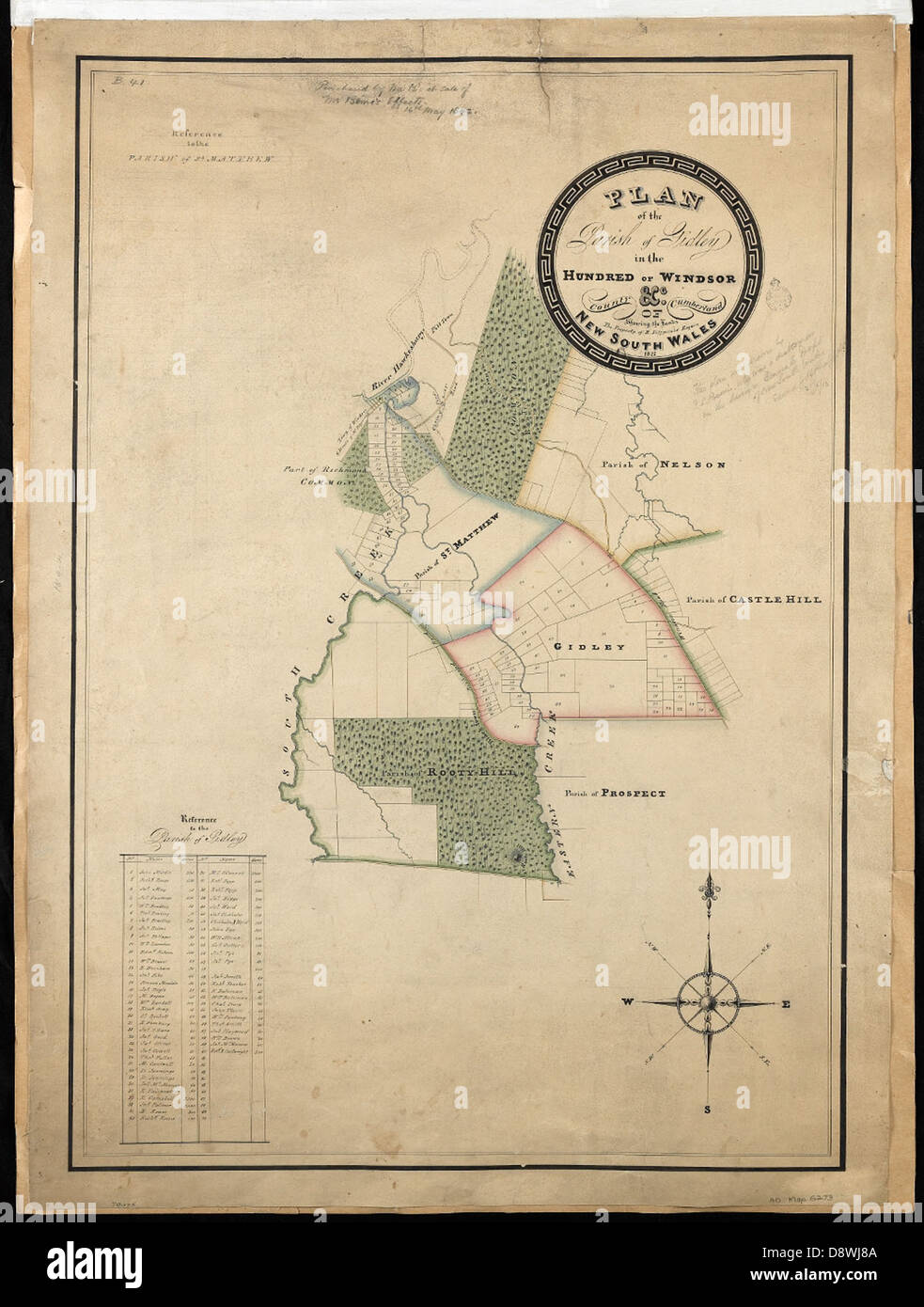 A map from 1822 showing the layout of the Parish of Gidley in New South ...