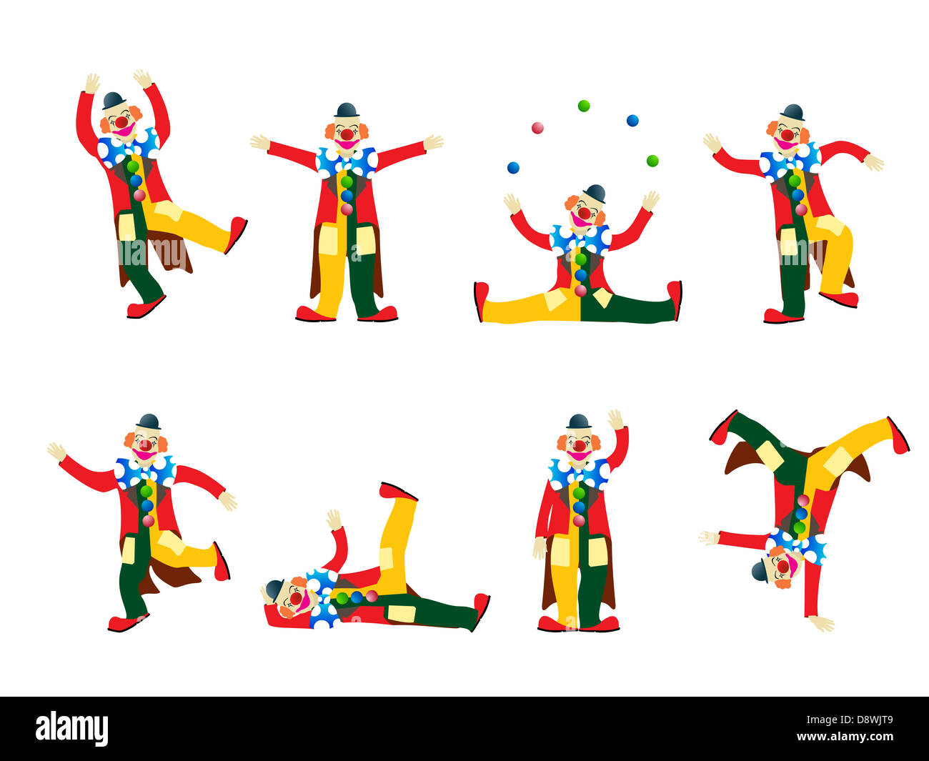 Circus clown collection, isolated objects on white background Stock ...