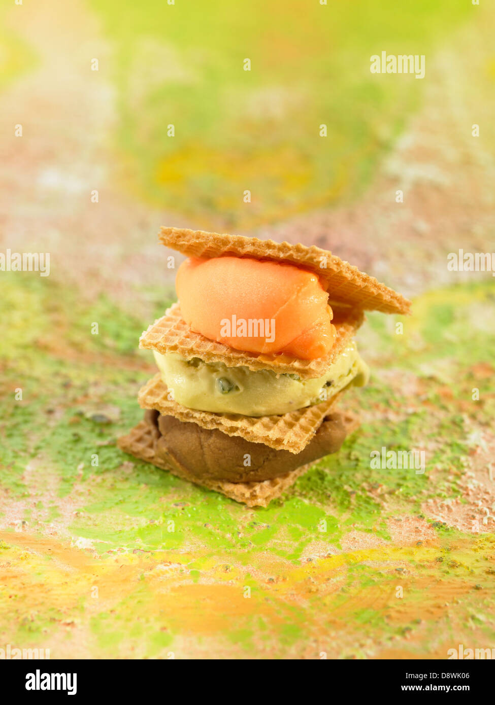 Wafer and ice cream mille-feuille Stock Photo - Alamy