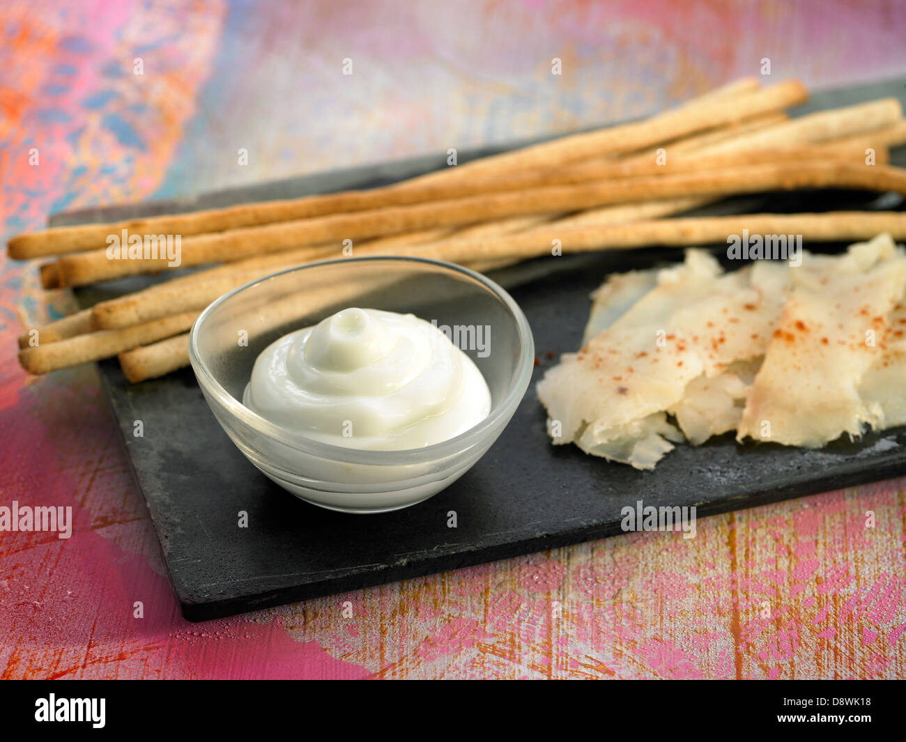 Wasabi sauce with bread sticks Stock Photo - Alamy