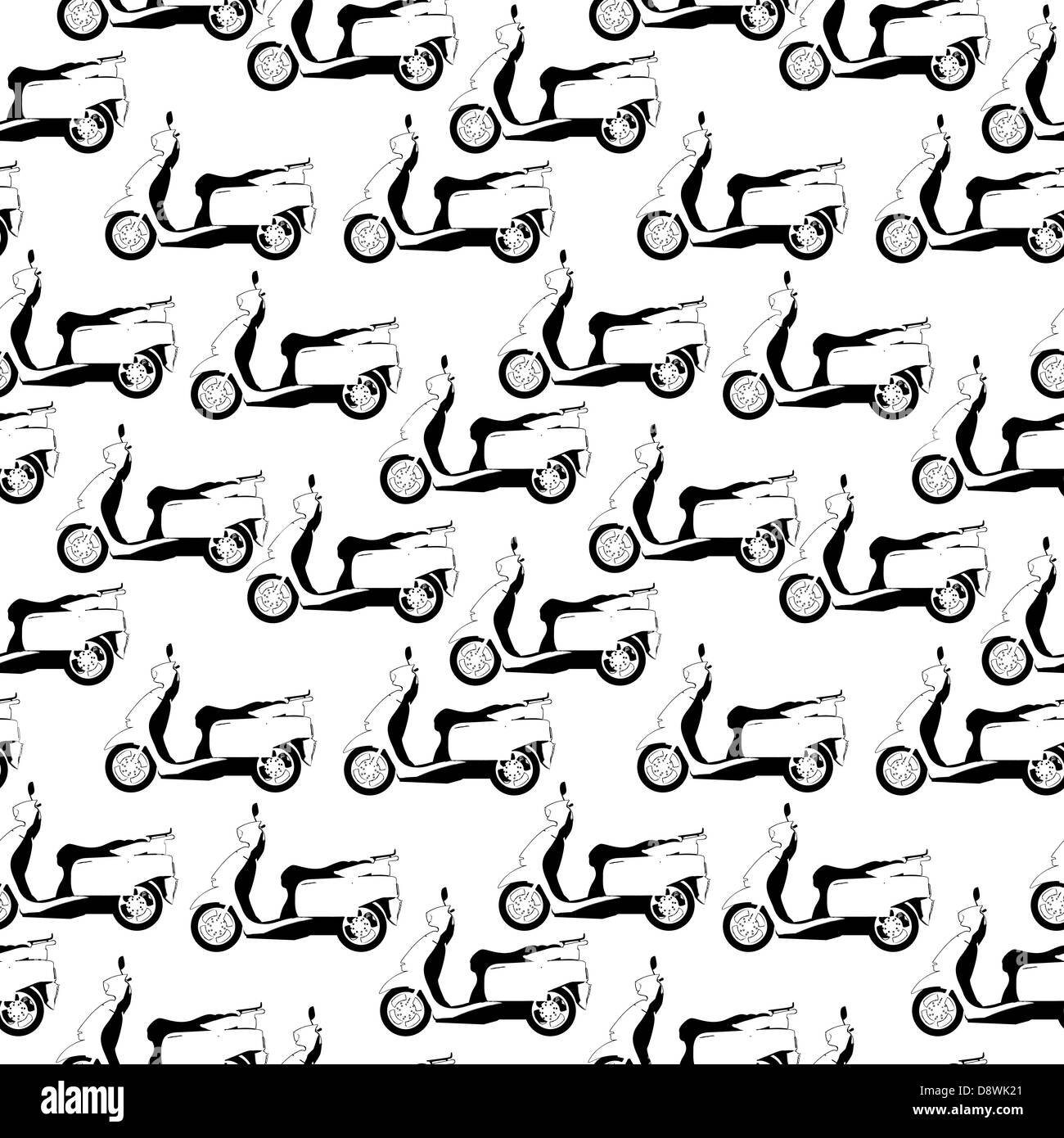 Black and white seamless pattern with scooters Stock Photo - Alamy