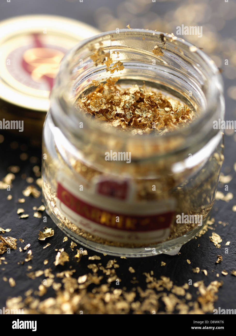 Pot of golden flakes Stock Photo - Alamy