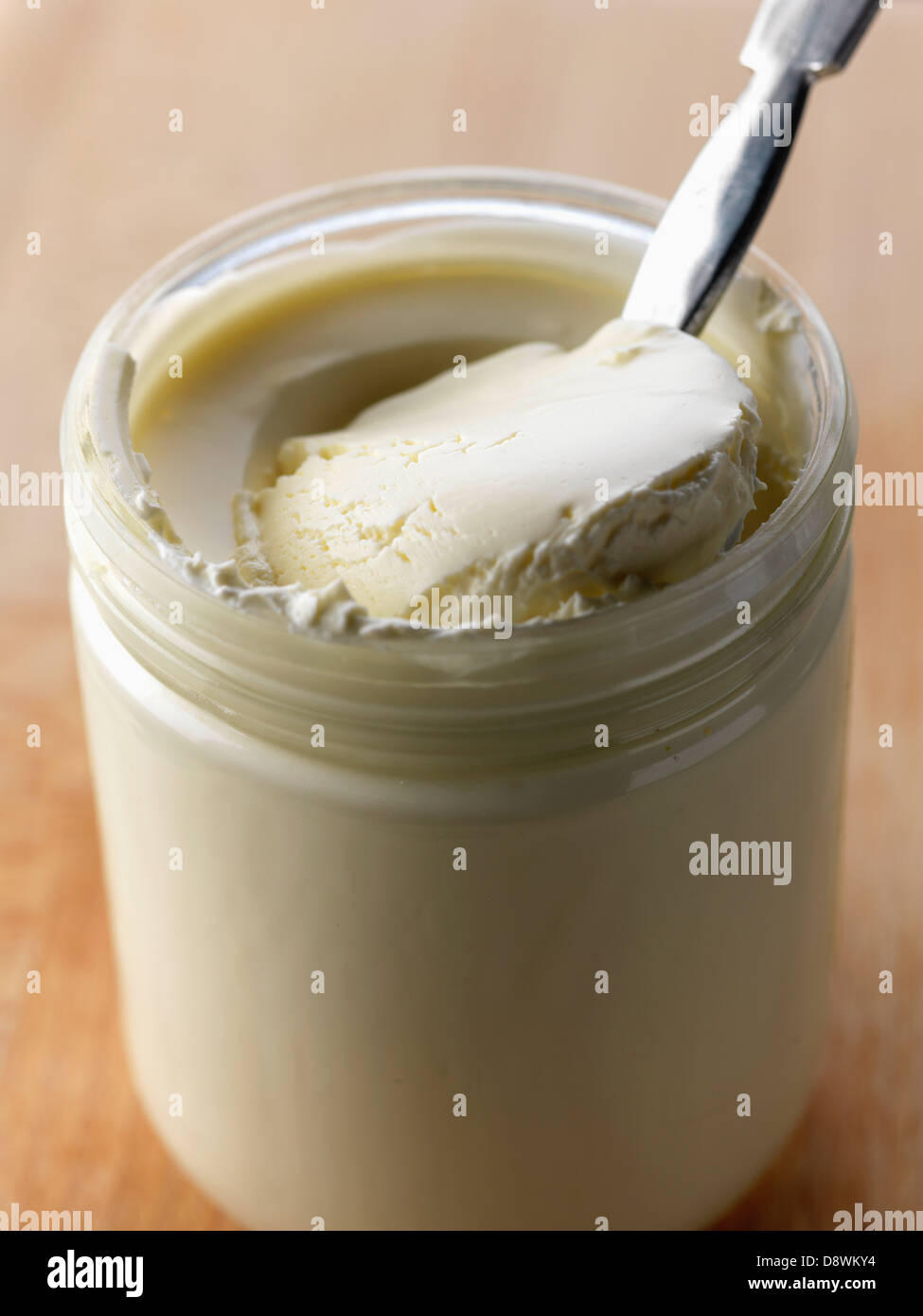 Pot of thick cream Stock Photo - Alamy