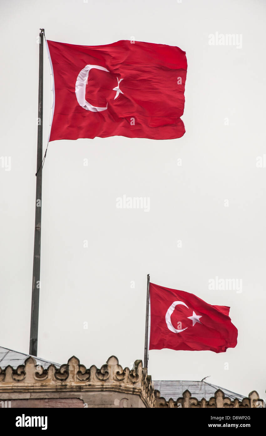 a couple of turkish flag in Istanbul, Turkey Stock Photo - Alamy