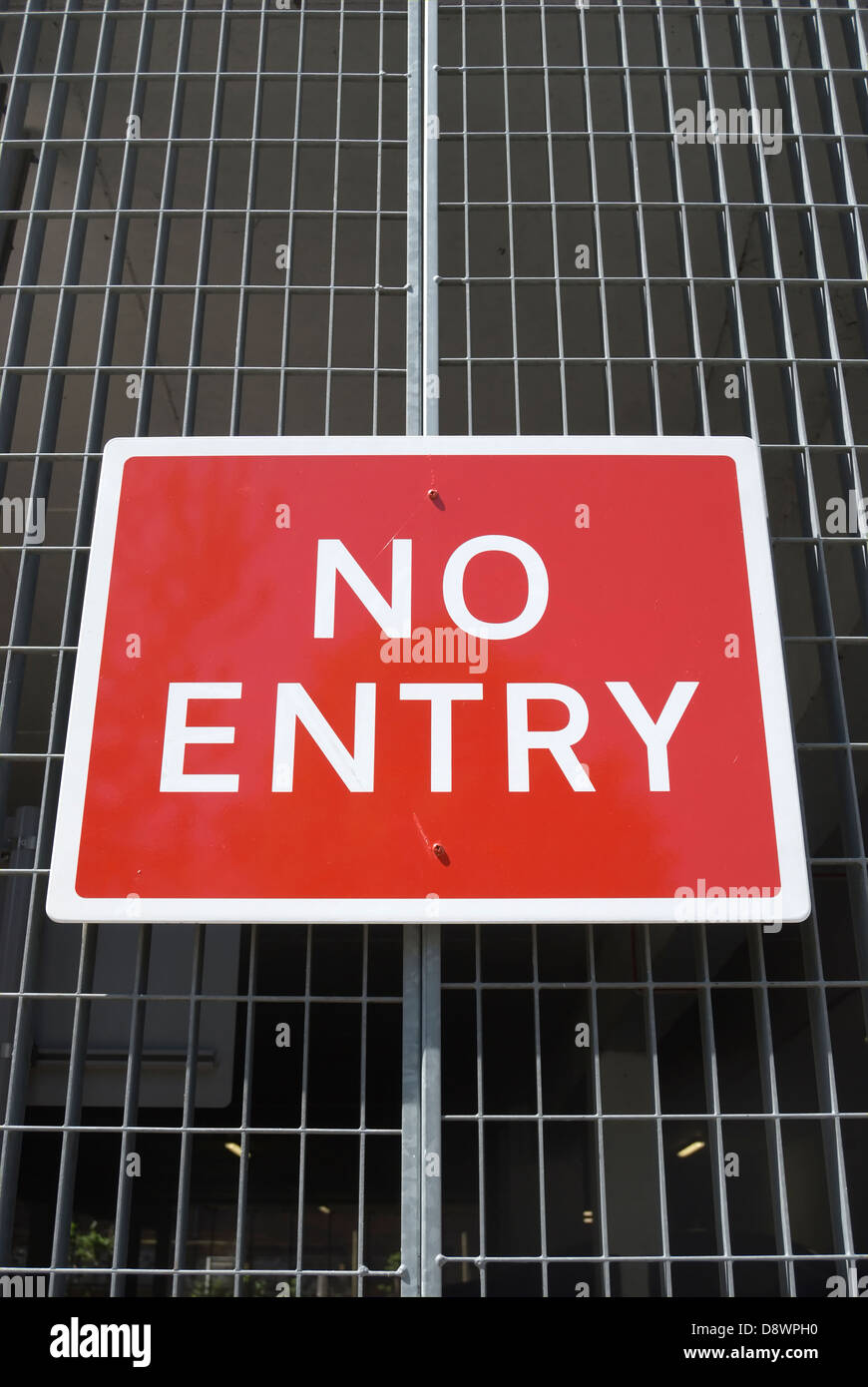 british no entry sign, fixed to a iron grille fence Stock Photo - Alamy