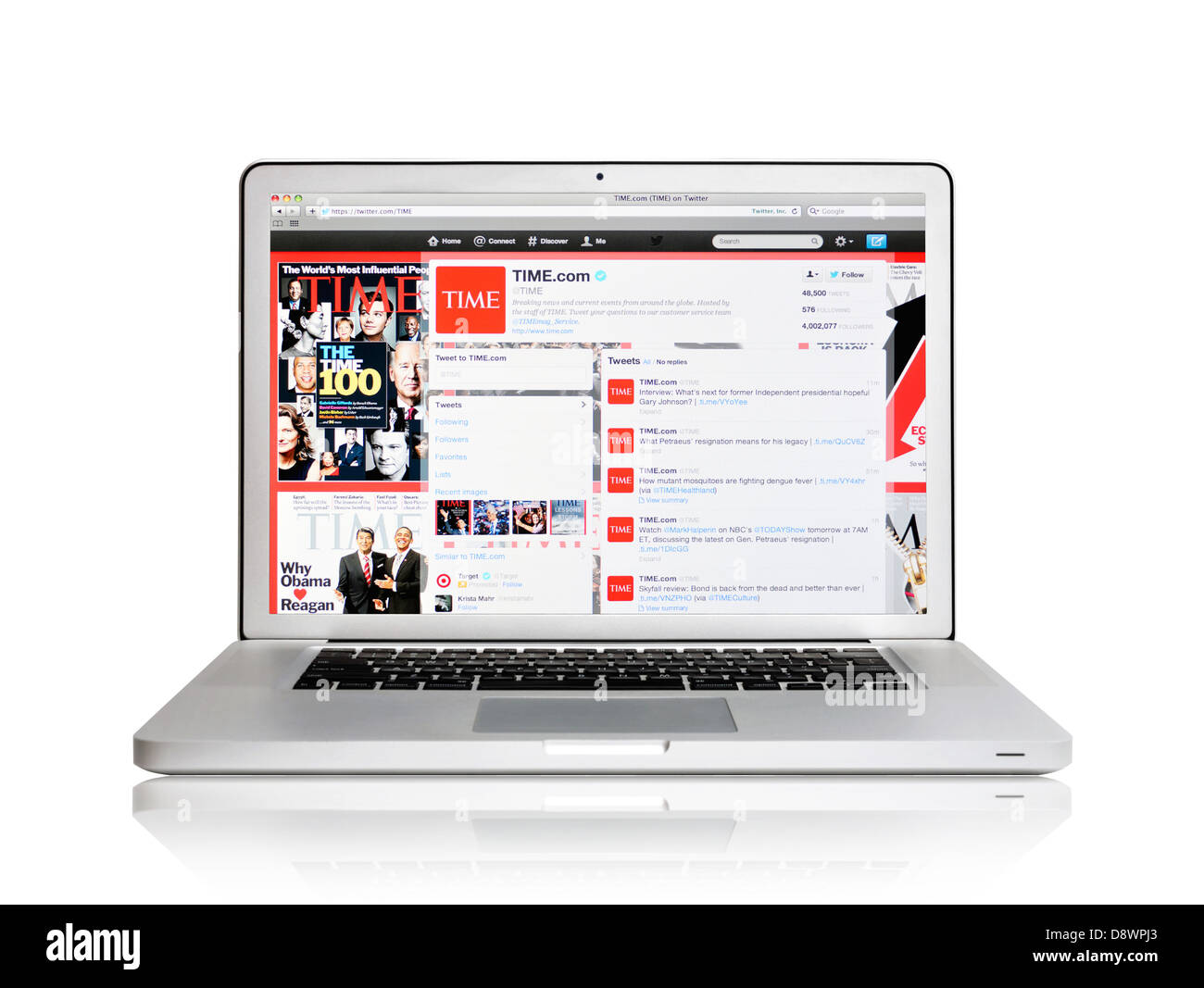 Laptop screen showing Time Magazine on Twitter website Stock Photo - Alamy