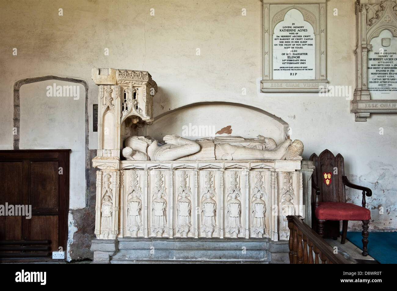 The 16c tomb of Sir Richard Croft and his wife Eleanor in the church of ...