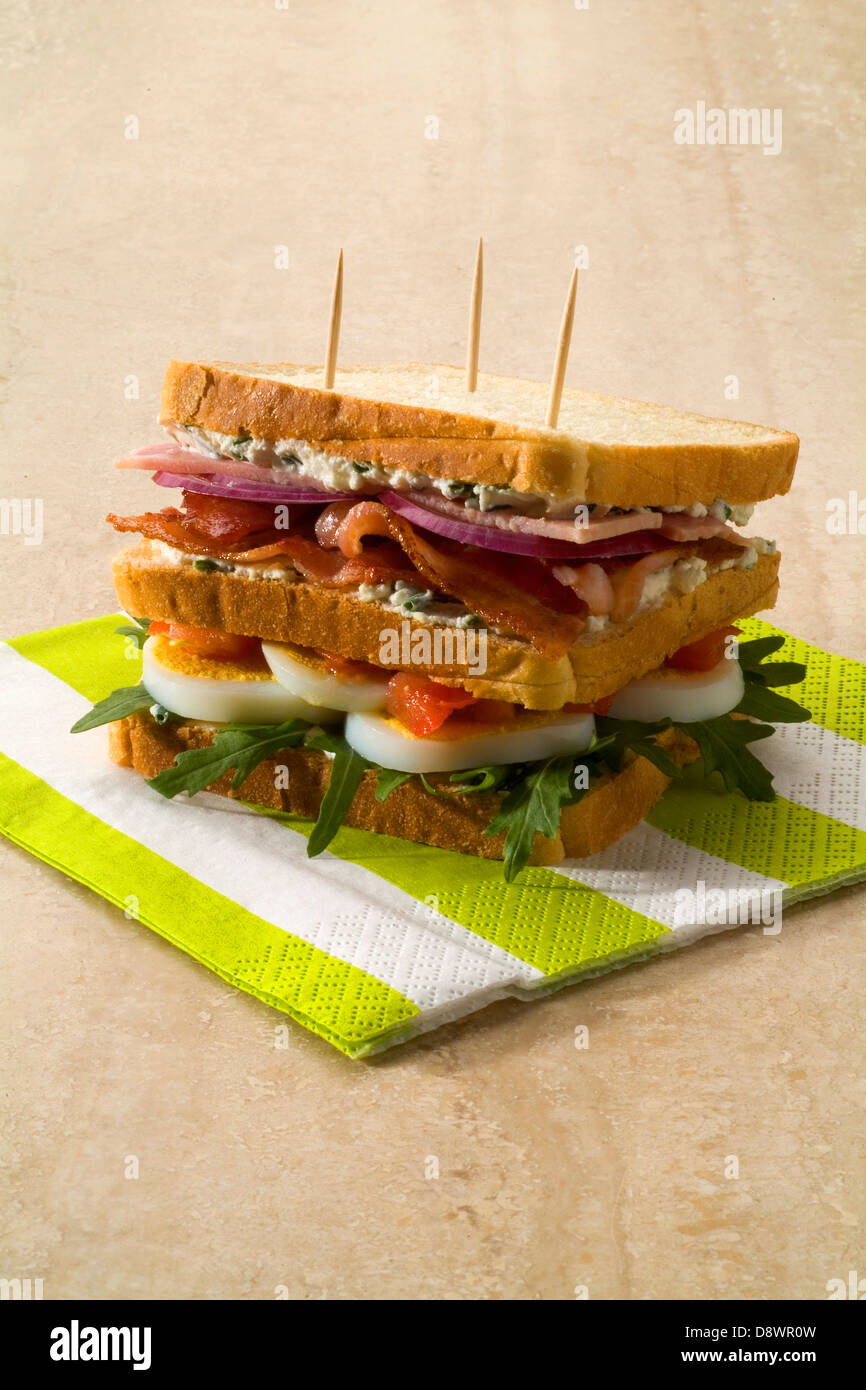 Smoked bacon club sandwich Stock Photo - Alamy