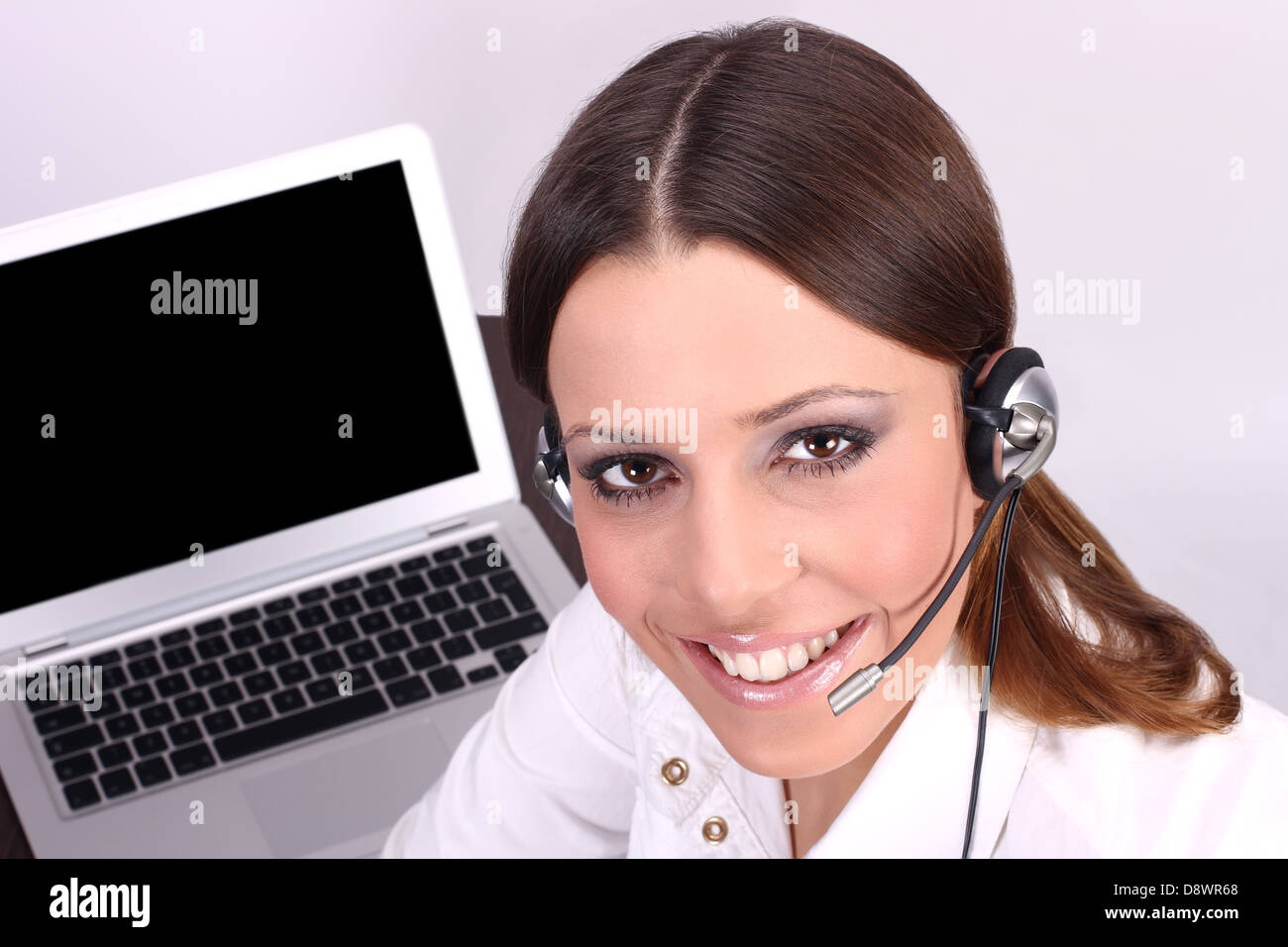 Portrait of beautiful costumer service operator Stock Photo - Alamy