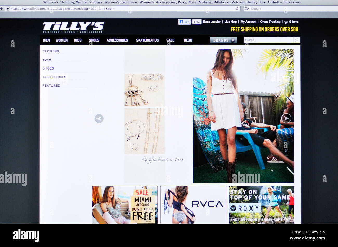 Tillys apparel store website Stock Photo - Alamy