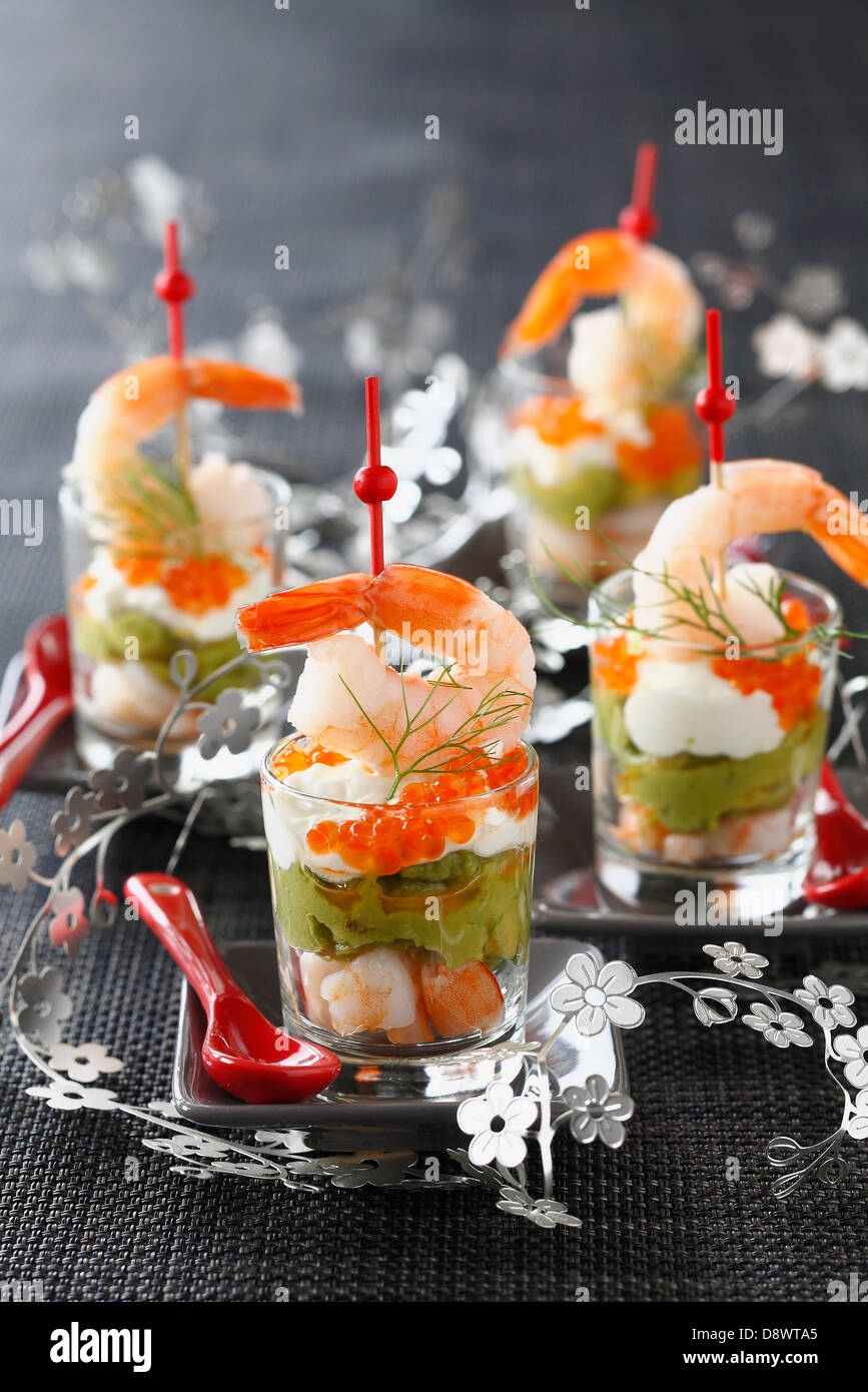 Avocado mousse with shrimps Stock Photo - Alamy