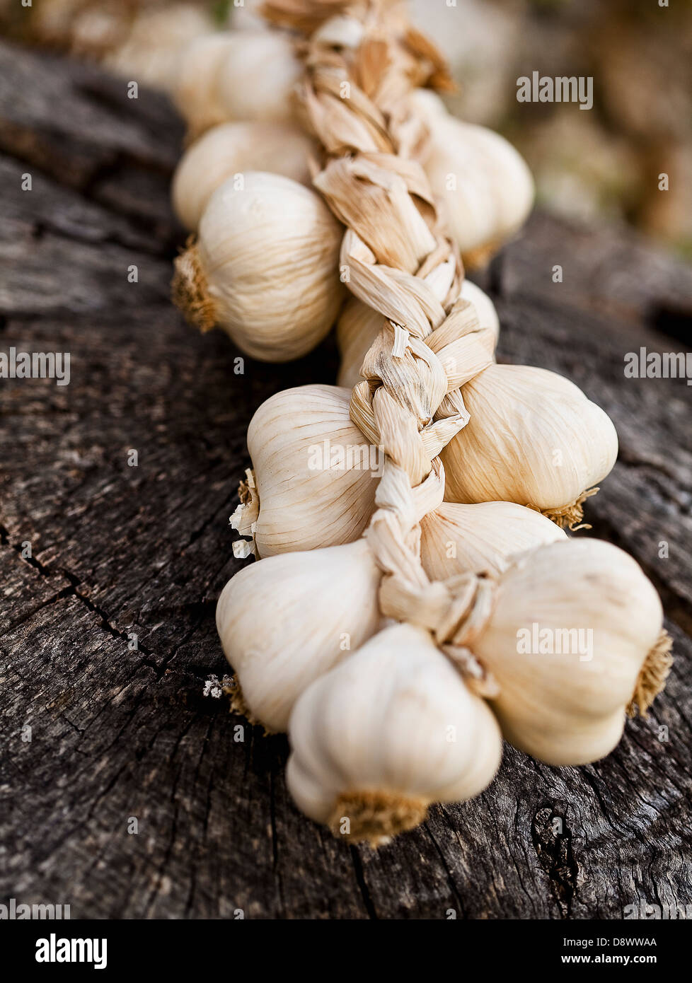 Braid of garlic Stock Photo - Alamy