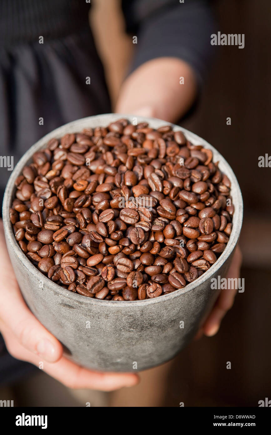 Large pot of coffee beans Stock Photo - Alamy
