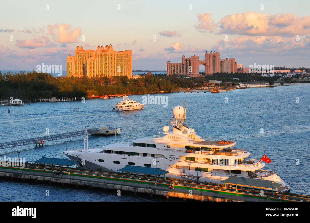 Sunset in Nassau, Bahamas, looking toward the Atlantis resort Stock ...