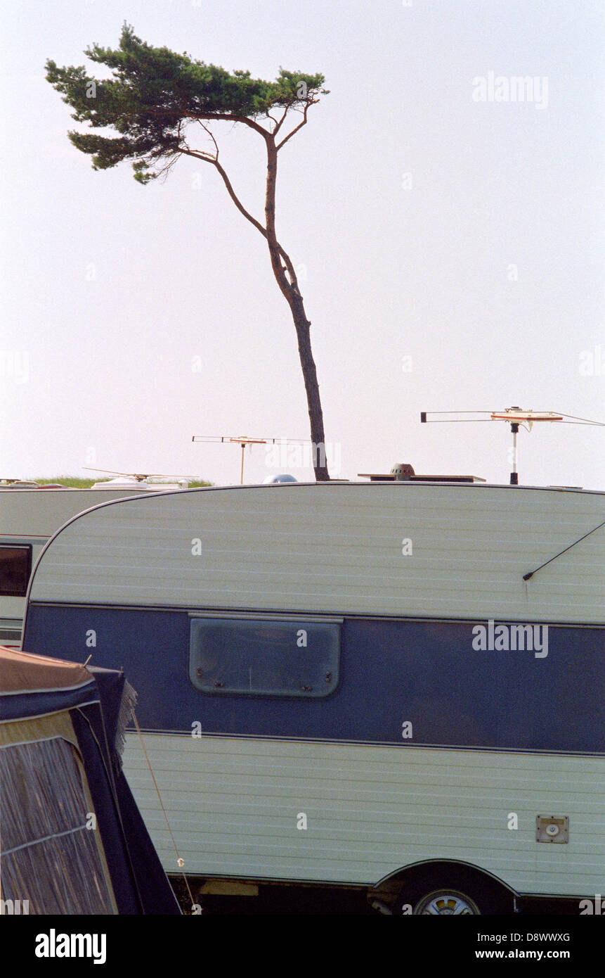 A Trailer on a Camping Ground Stock Photo - Alamy