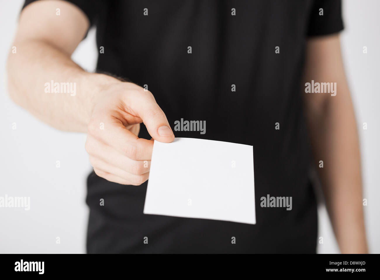 man hand with blank paper Stock Photo - Alamy