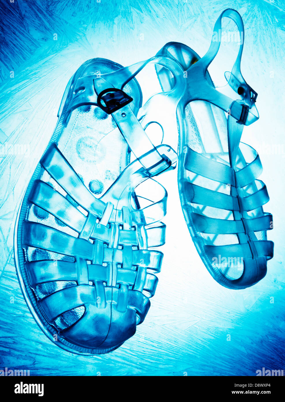 Blue Plastic Shoes Stock Photo - Alamy