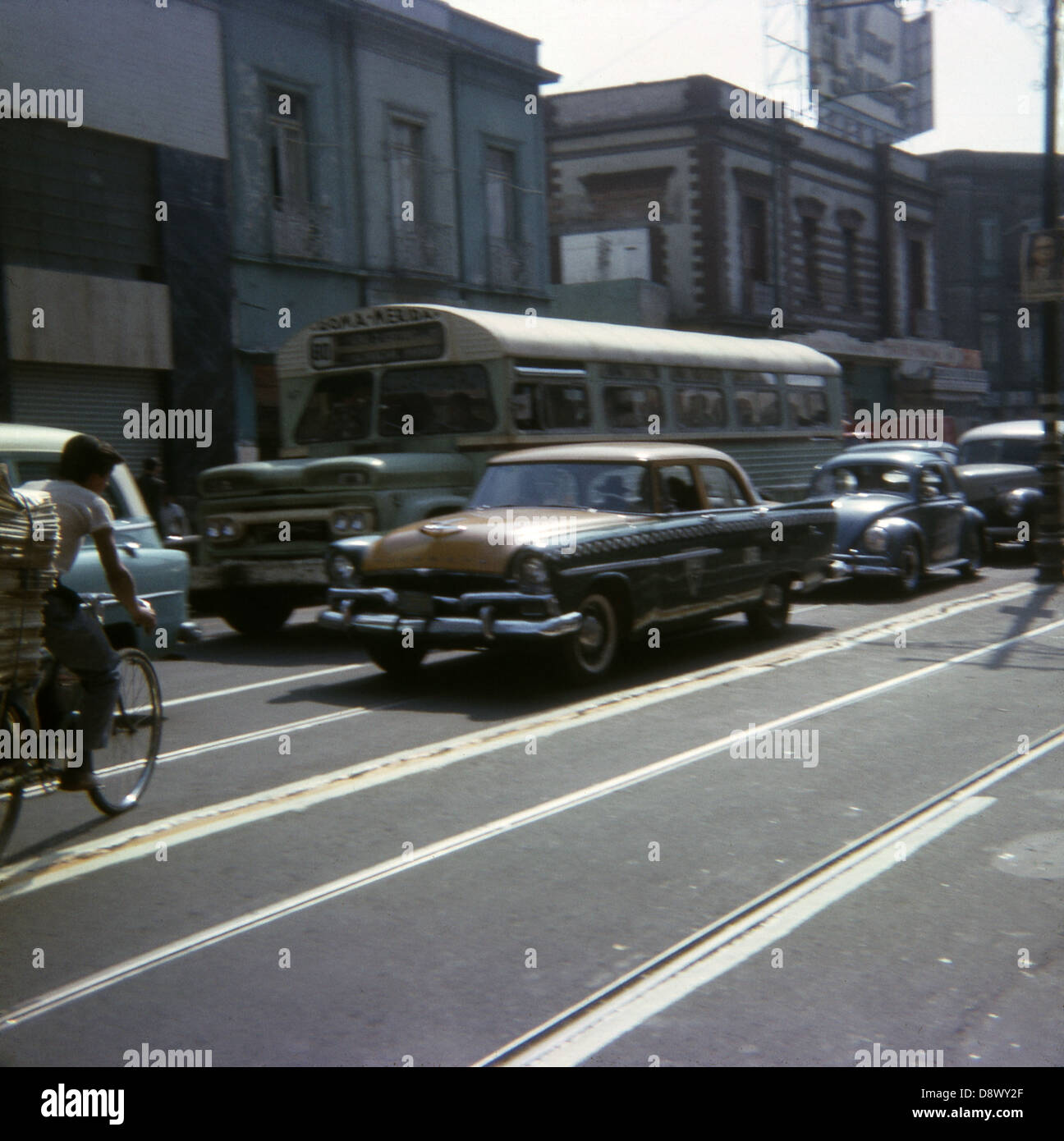 April 1965 photograph, traffic on a city street in Mexico Stock Photo ...