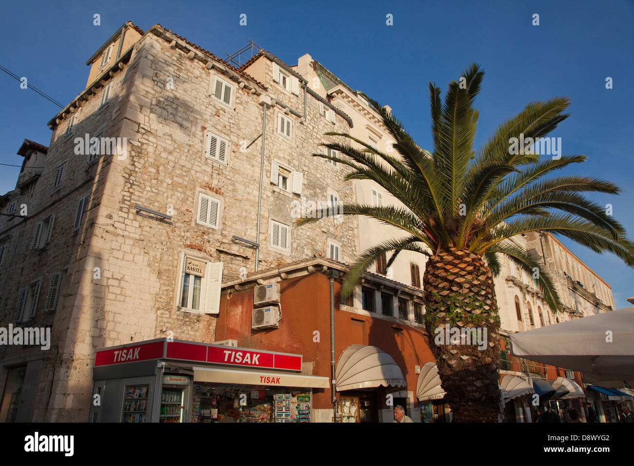 Architectural detail along the Riva waterfront promenade in Split ...