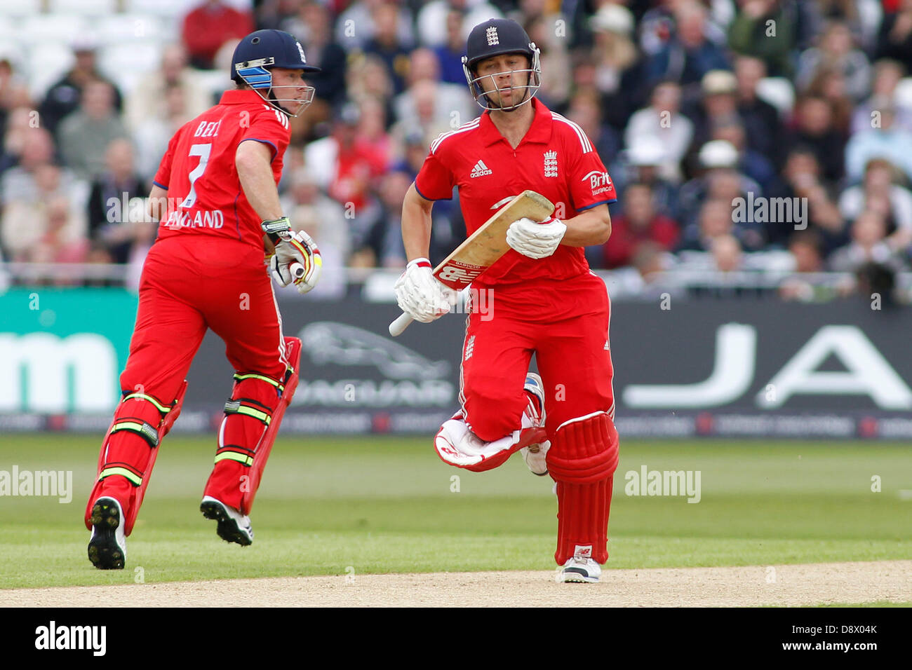 NOTTINGHAM, ENGLAND - Jun 05: England's Ian Bell and Jonathan Trott run ...