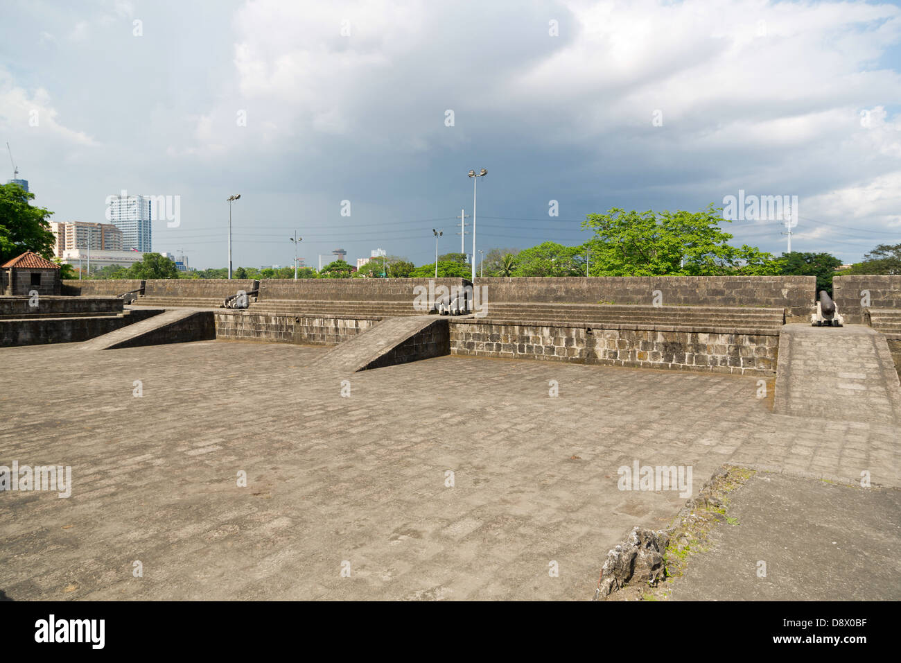 View over the City Wall of Intramouros in Manila, Philippines Stock ...