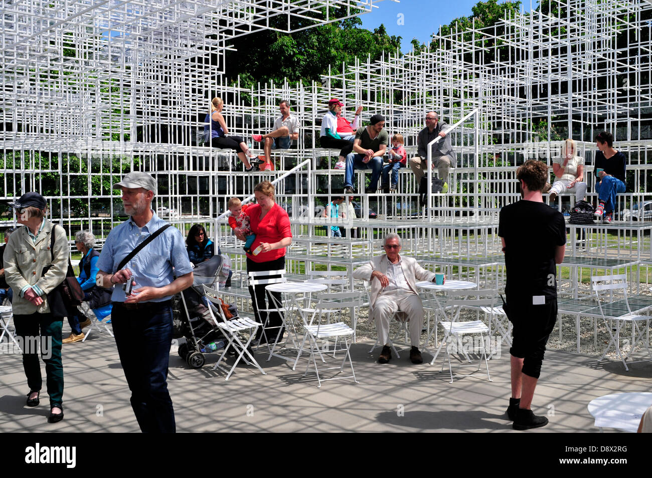 Visitors walk through the Serpentine Gallery Pavilion, designed By Sou ...