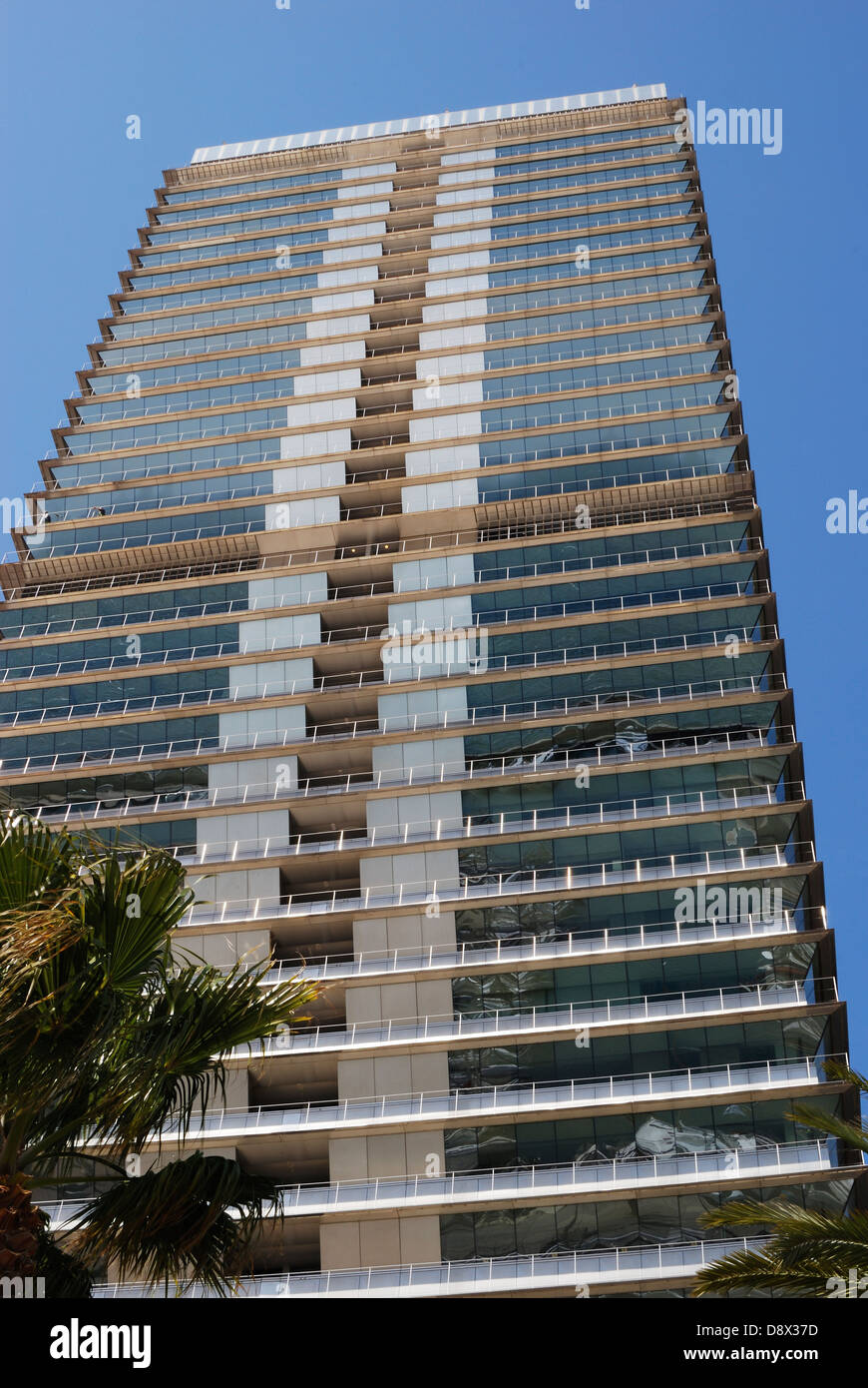 Tall office building Torre Mapfre by Port Olimpic on seafront in ...