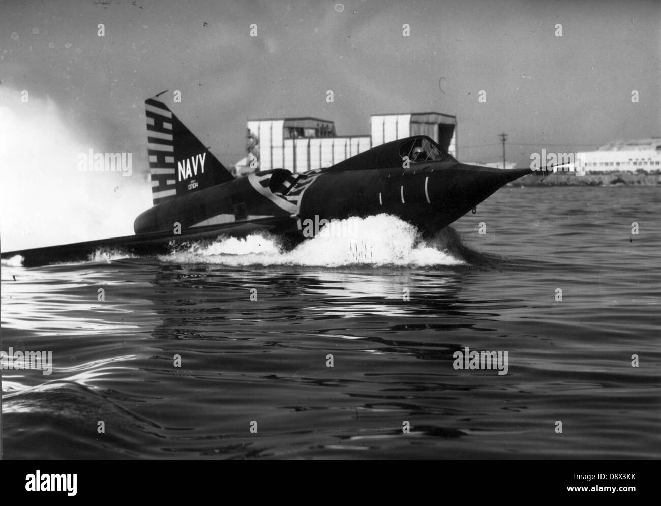 This image shows the Convair XF2Y-1, a prototype twin-engine fighter ...